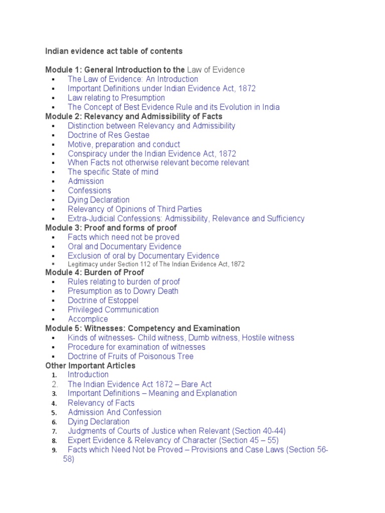 Overview of Indian Evidence Act Sections | PDF | Social Science | Law