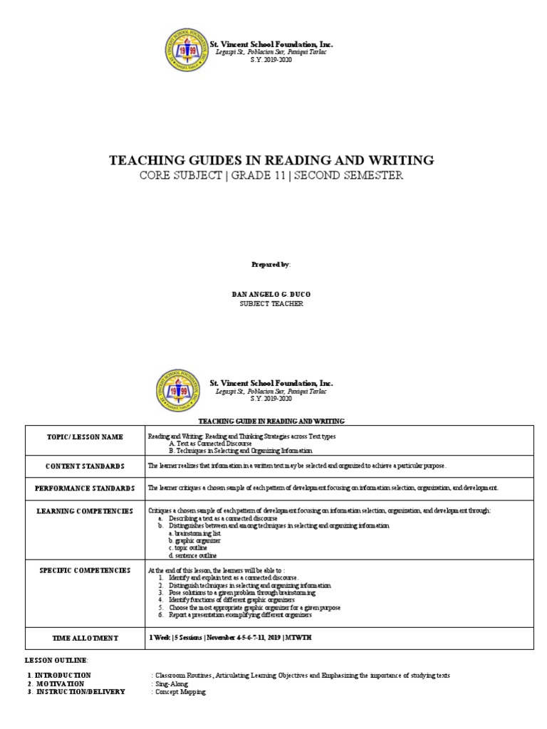 Reading and Writing Teaching Guide | PDF | Brainstorming | Rubric ...