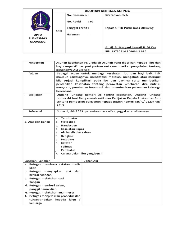 Sop Asuhan Kebidanan PNC | PDF