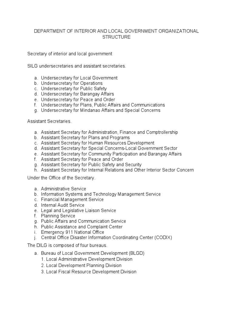 Department of Interior and Local Government Organizational Structure ...