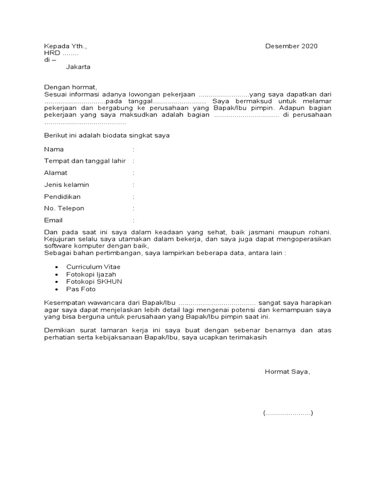 Lamaran Simple | PDF | Karier & Perkembangan | Bisnis