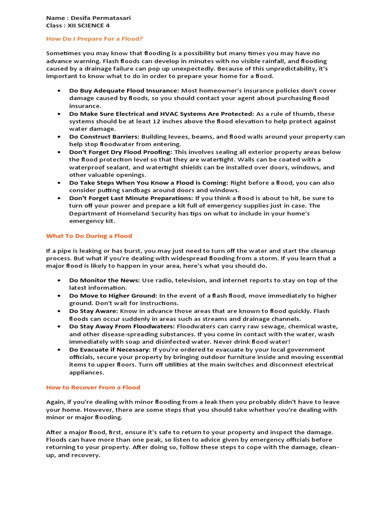 Desifa Permatasari XII SCI 4 Procedure Text | PDF | Flood | Mold