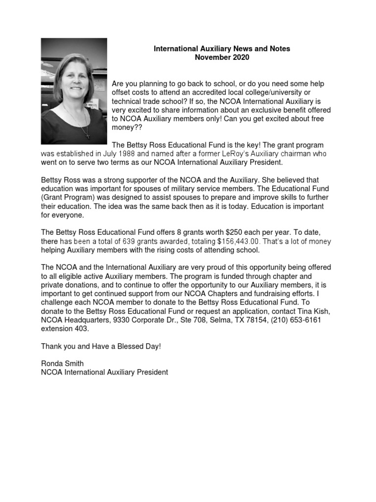 Auxiliary News Notes Nov 2020 | PDF