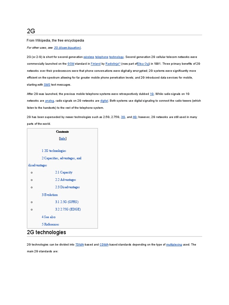 2G Technologies: From Wikipedia, The Free Encyclopedia | PDF | Receiver ...