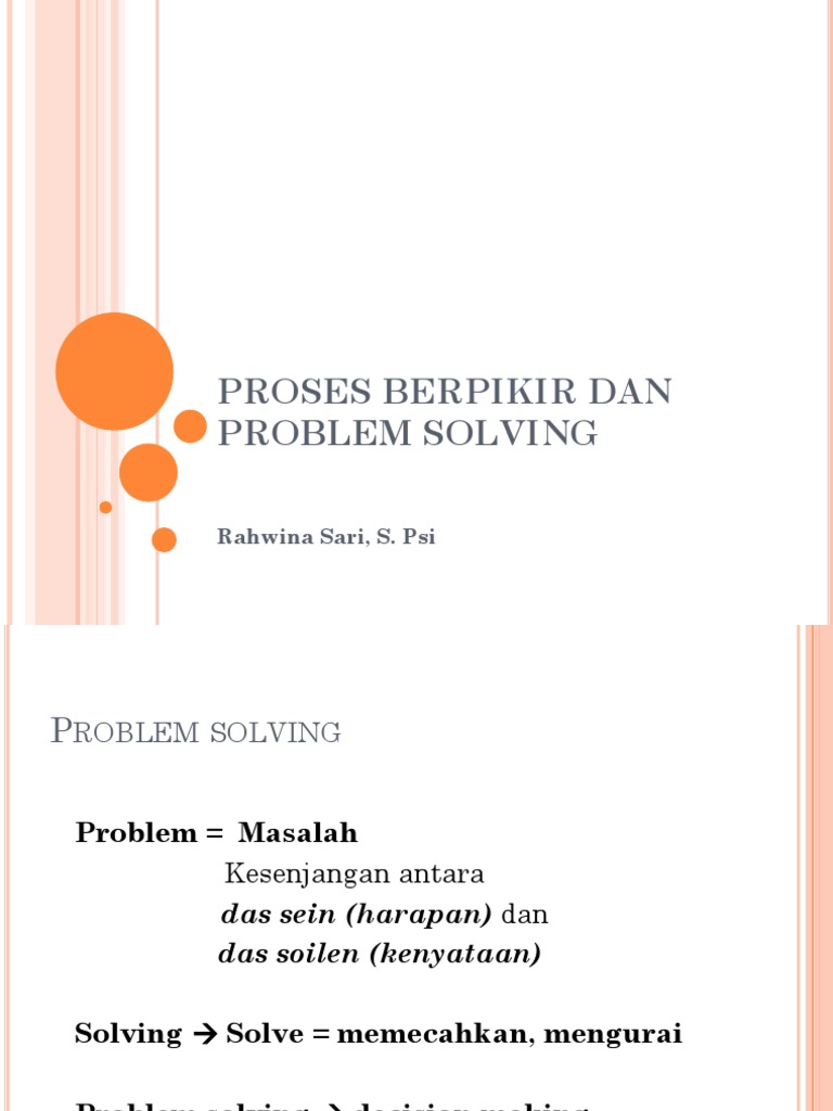Proses Berpikir Dan Problem Solving 1604979457 | PDF