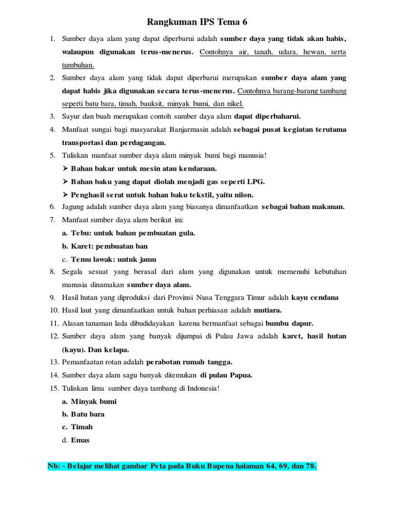 Rangkuman IPS Tema 6 | PDF