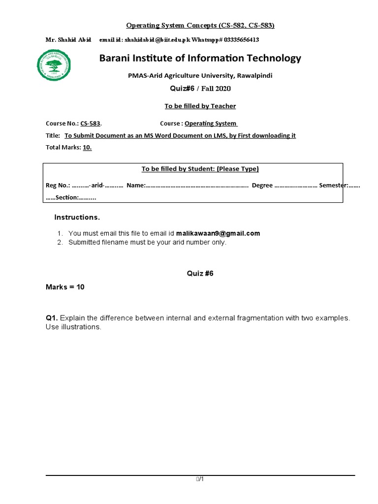 Barani Institute of Information Technology: Mr. Shahid Abid Email Id ...