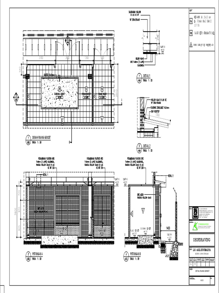 Shopdrawing Ruang Genset & Kompressor | PDF