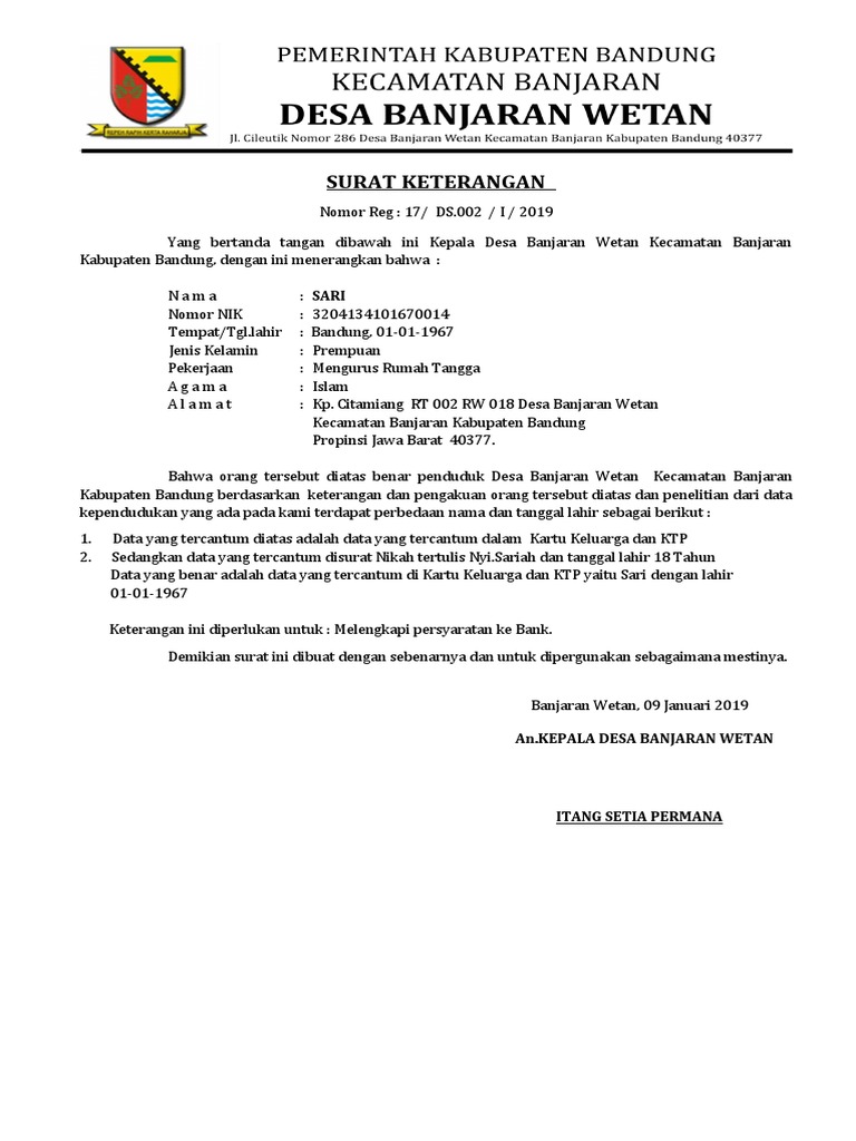 Ket Beda Identitas | PDF