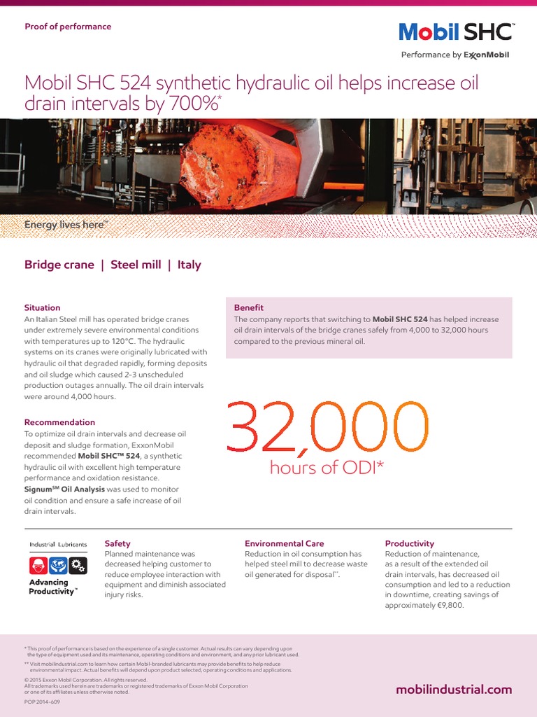 2014 609 - Mobil SHC 524 Synthetic Hydraulic Oil Success Story | PDF | Exxon Mobil | Lubricant