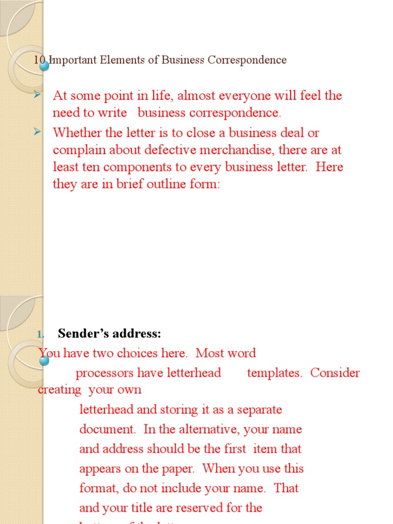 Key Elements of Business Letters | PDF | Text | Written Communication