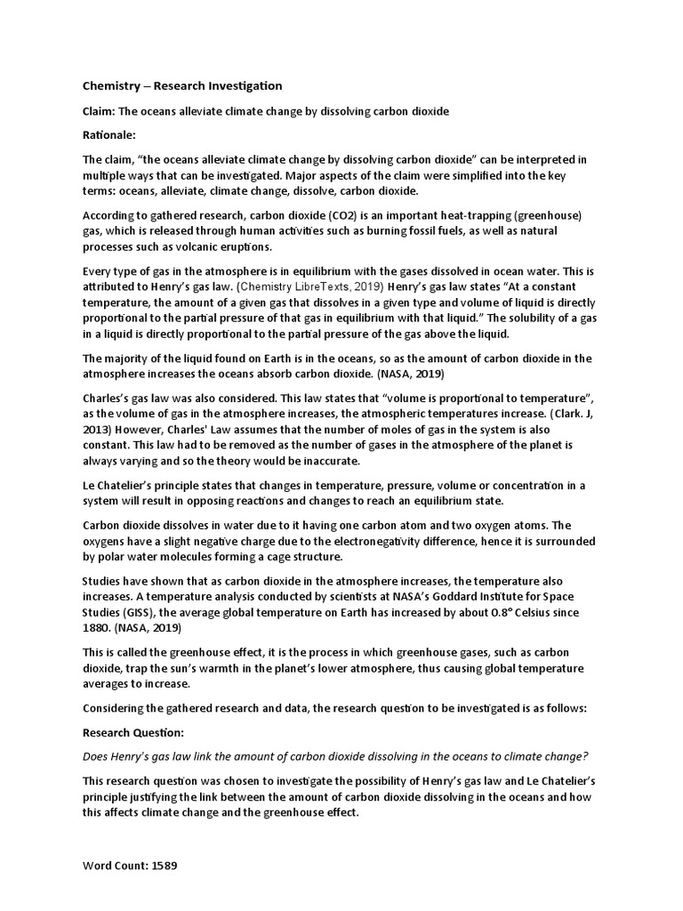 Chemistry - Climate Change | PDF | Carbon Dioxide In Earth's Atmosphere ...