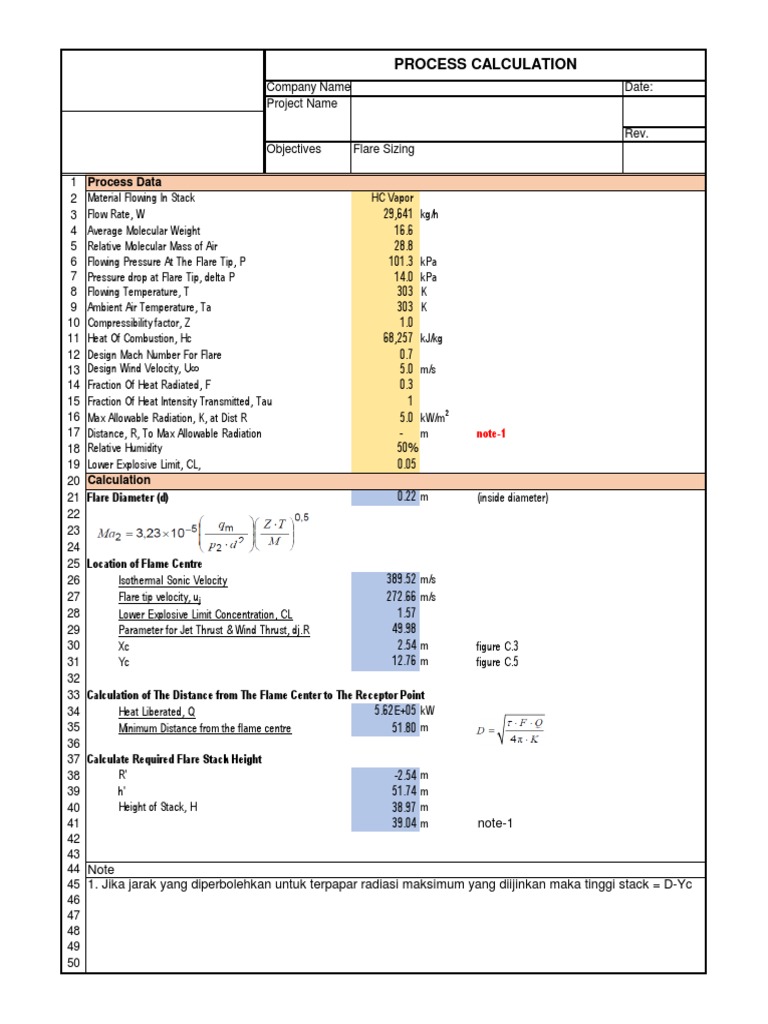 Process Calculation: Flare Diameter (D) | PDF | Jet Engine | Atmosphere ...