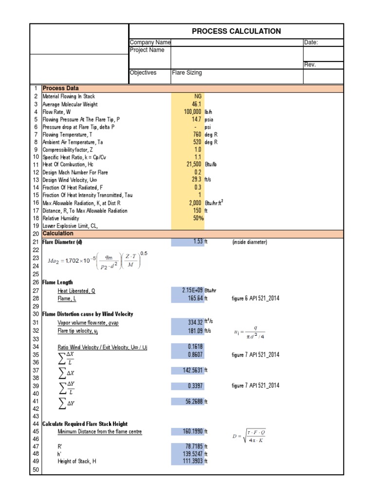 Process Calculation: Flare Diameter (D) | Download Free PDF | Flow ...