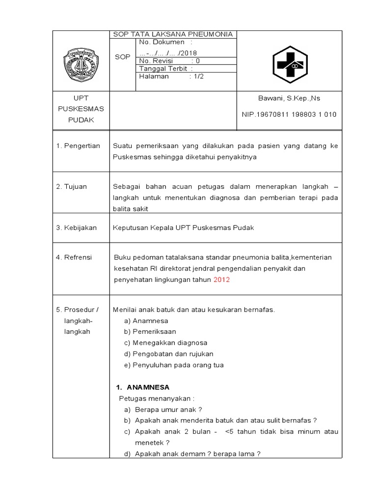Sop Tatalaksana Pneumonia | PDF