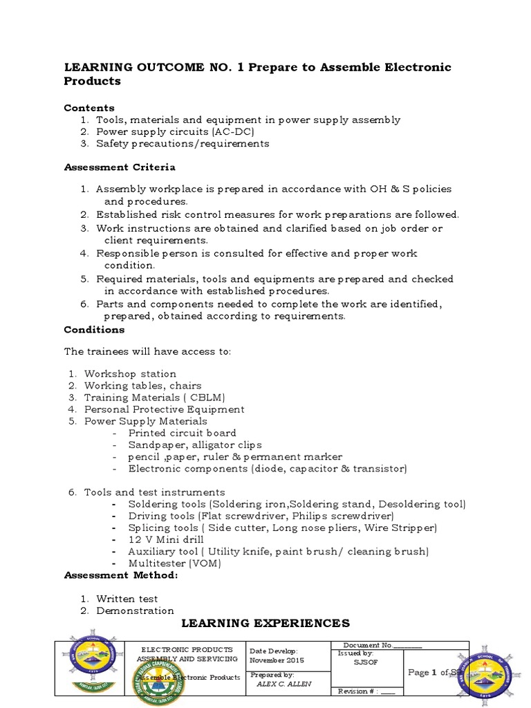 CBLM - Assemble Electronic Products | PDF | Rectifier | Printed Circuit ...