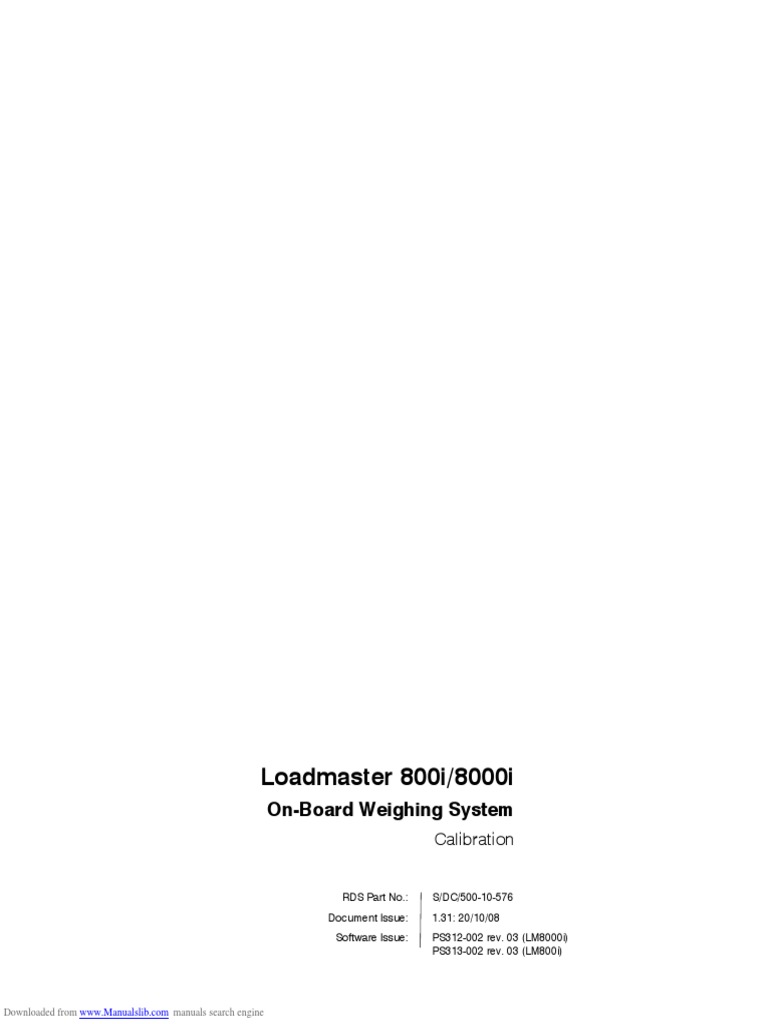 Loadmaster 800i/8000i: On-Board Weighing System | PDF | Calibration ...