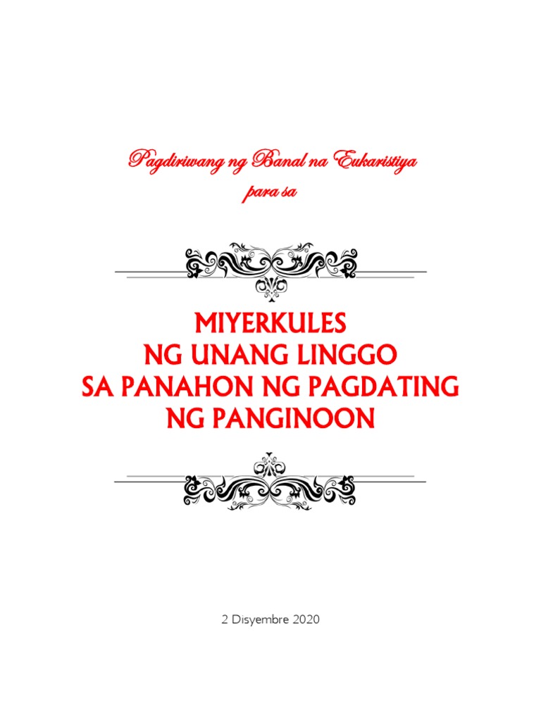 (Disyembre 2, 2020) Miyerkules Sa Unang Linggo | PDF (Disyembre 2, 2020) Miyerkules Sa Unang Linggo | PDF