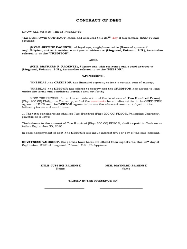 Contract of Debt | PDF