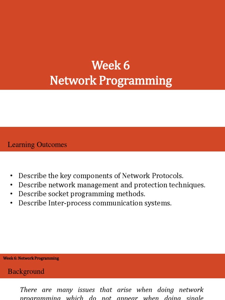W6 Network Programming - Presentation | PDF | Port (Computer Networking) | Network Socket