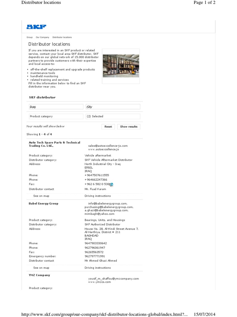 SKF Distributor Locations in Iraq | PDF | Business