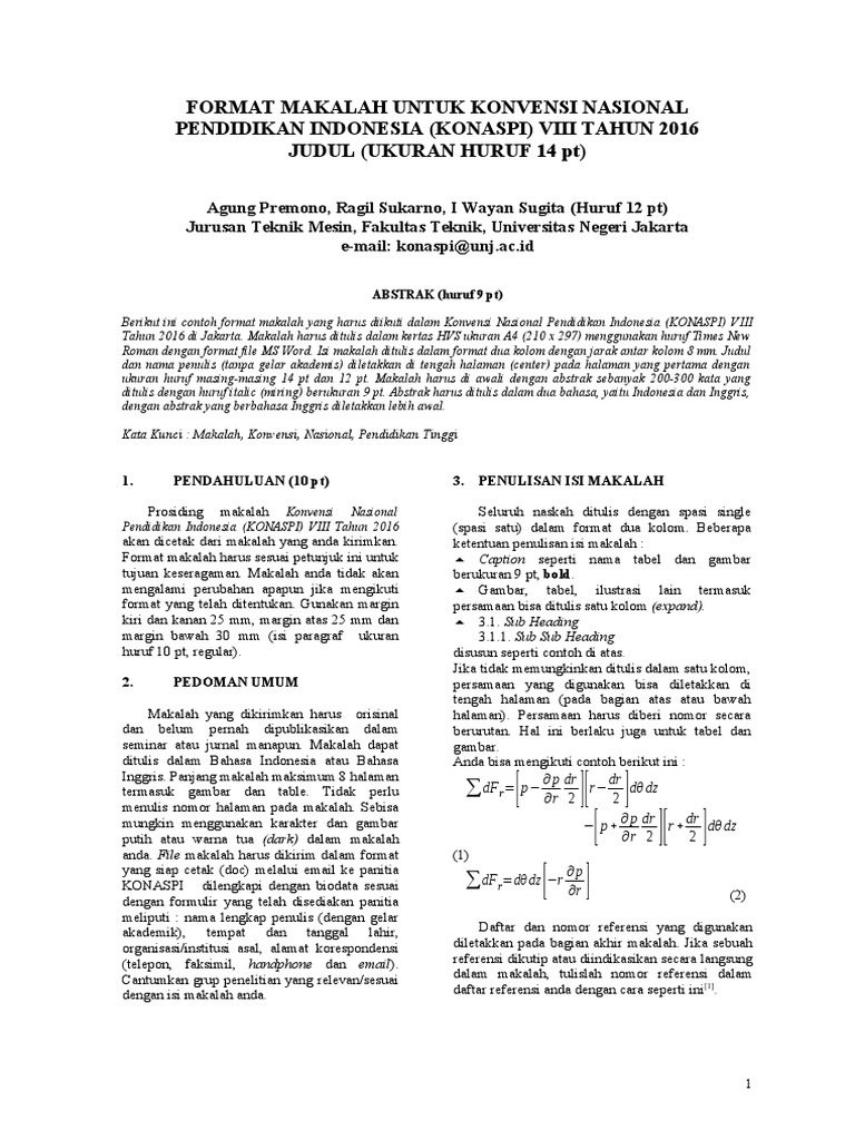 Contoh Format Artikel Pada Jurnal Ilmiah | PDF