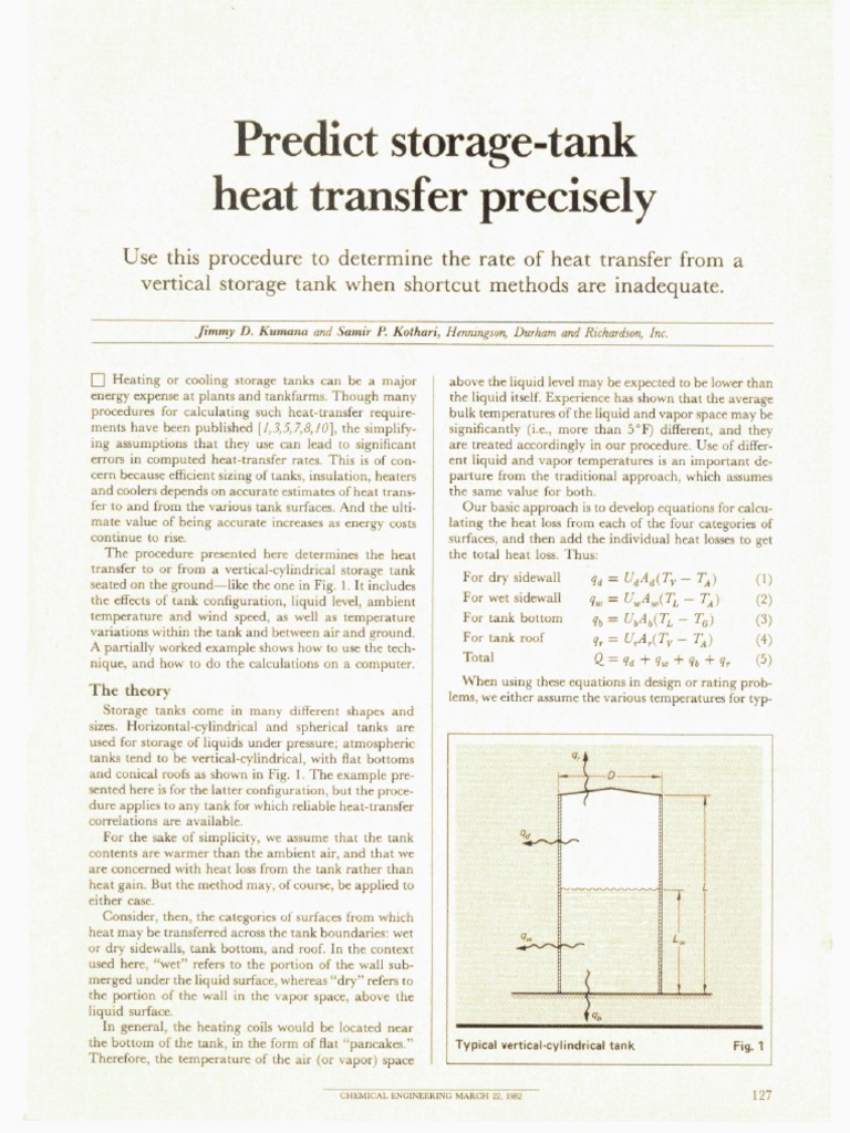 Predict Storage Tank Heat Transfer Precisely | PDF