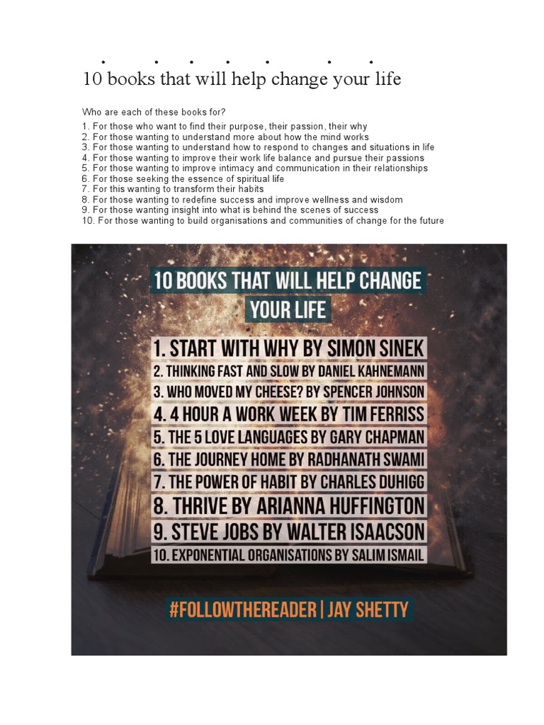 10 Books That Will Help Change Your Life | PDF | Self-Improvement