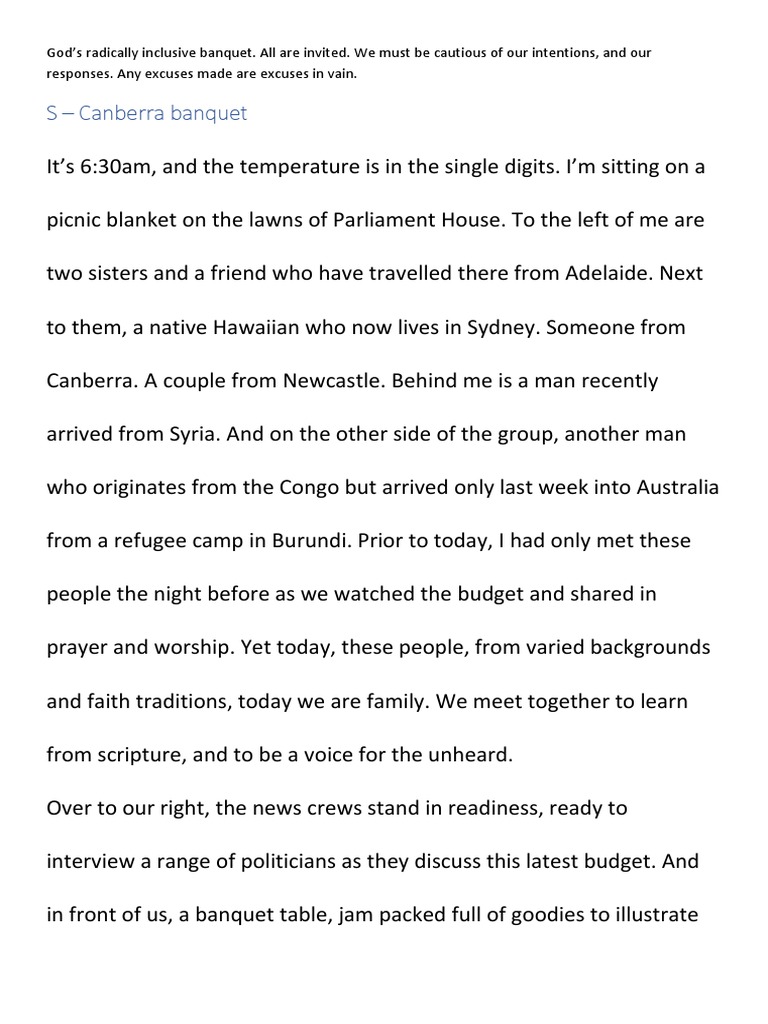 The Great Banquet | PDF | Jesus | Religious Behaviour And Experience