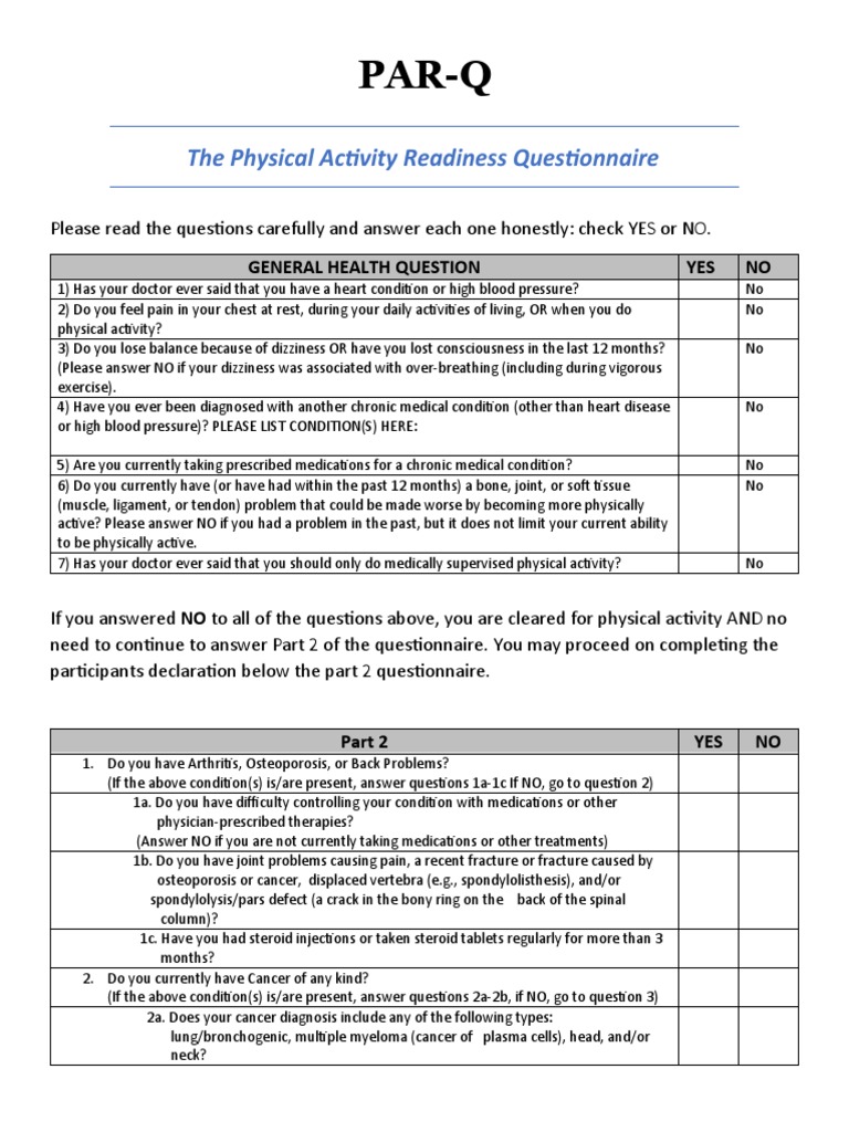 Modified PAR-Q Questionnaire | PDF | Asthma | Spinal Cord Injury