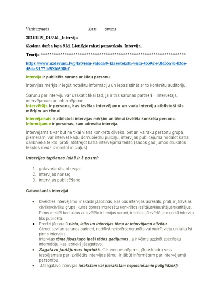 DL9.A KL - Intervija | PDF