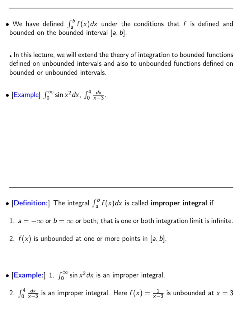 Understanding Improper Integrals | PDF | Integral | Mathematical Relations