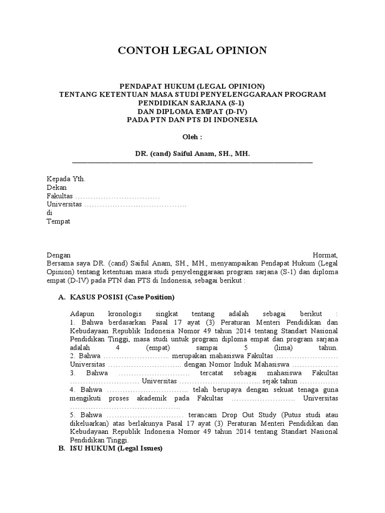 Contoh Legal Opinion | PDF