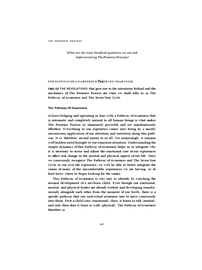 13 Pages From The-Presence-Process | PDF | Consciousness | Experience