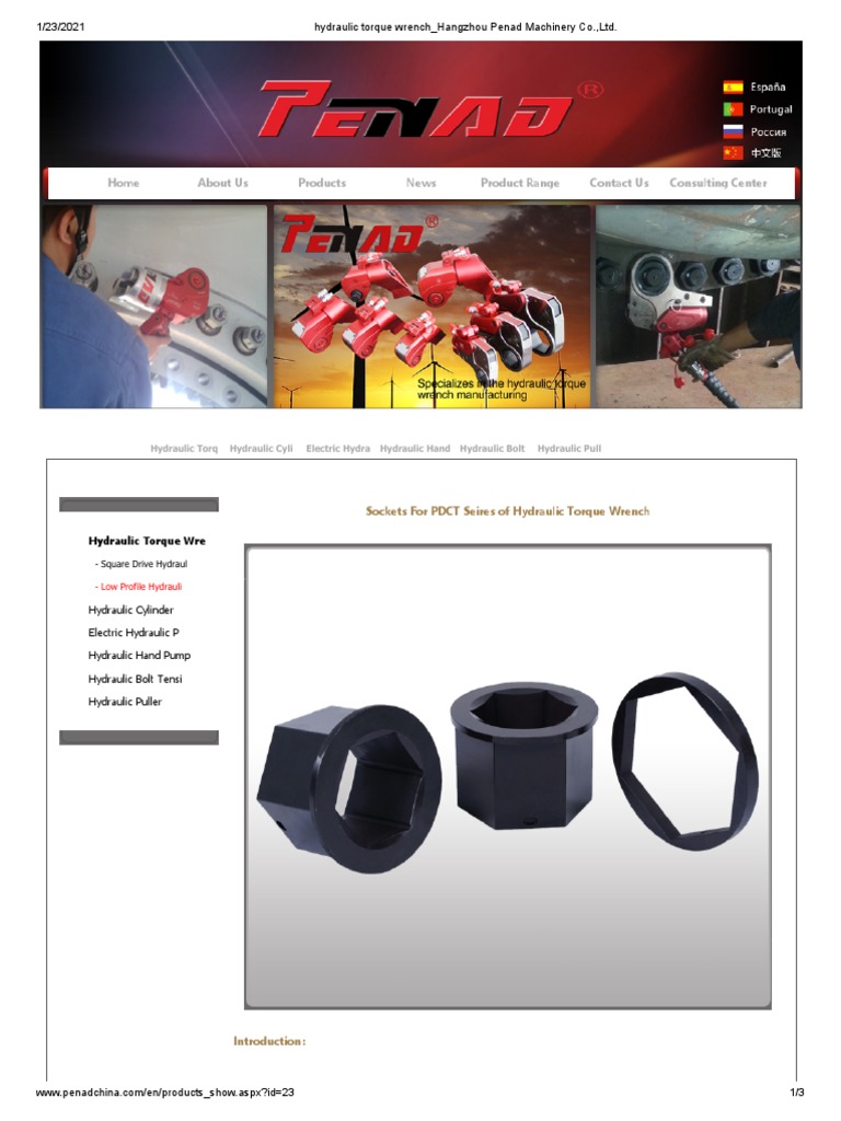 PDCT - Socket Data - Hydraulic Torque Wrench - Hangzhou Penad Machinery ...