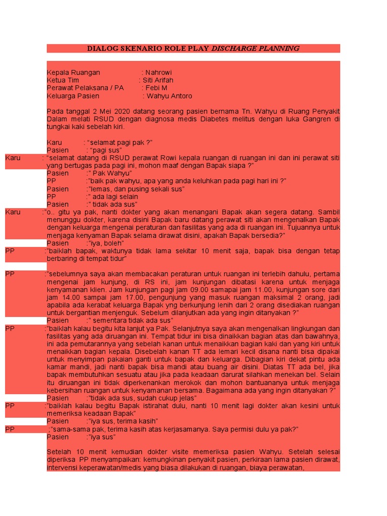 Contoh Role Play Di Ruang Rawat | PDF