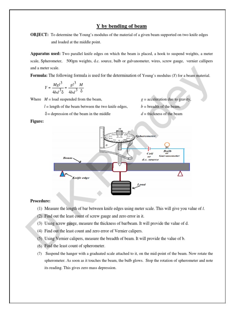 Young's Modulus by Bending of Beams | PDF | Physical Quantities | Metrology