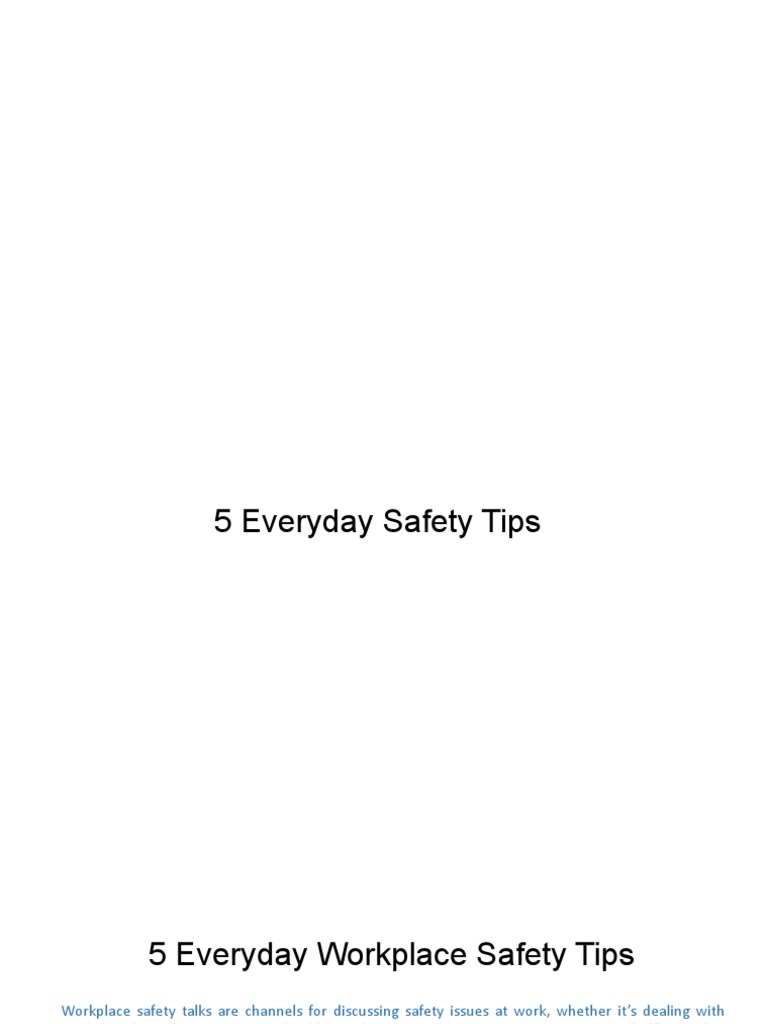 5 Essential Workplace Safety Tips | PDF | Occupational Safety And ...