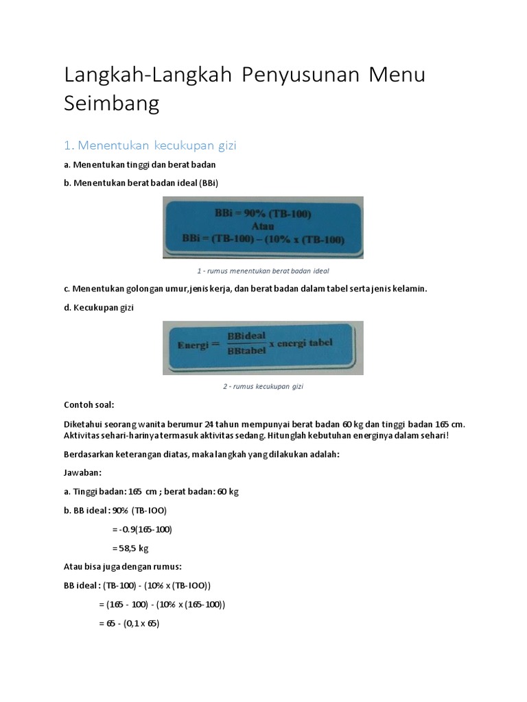 Langkah-Langkah Menyusun Menu Seimbang | PDF