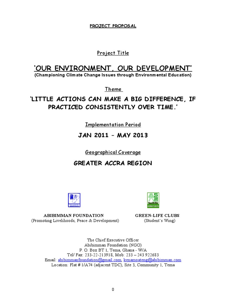 Project Proposal On Environment & Climate Change | PDF | Climate Change ...