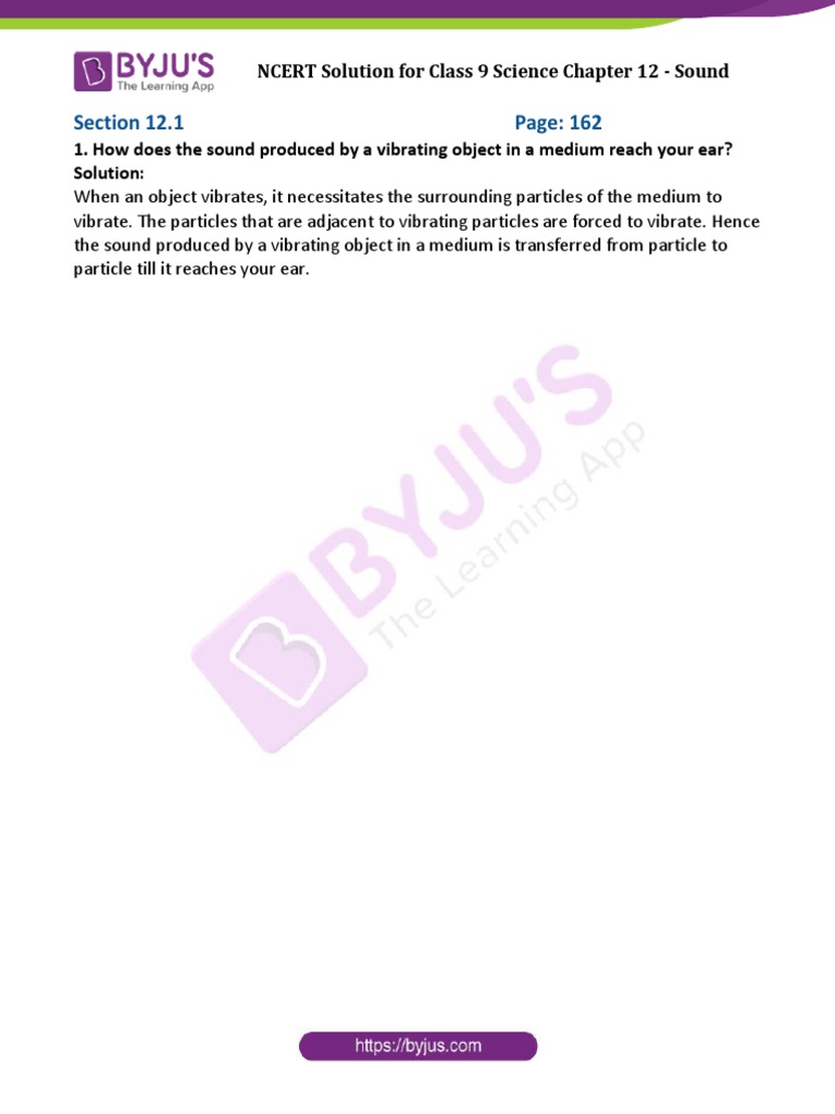 Ncert Sol For Cbse Class 9 Sci Chapter 12 Sound | PDF | Sound | Frequency