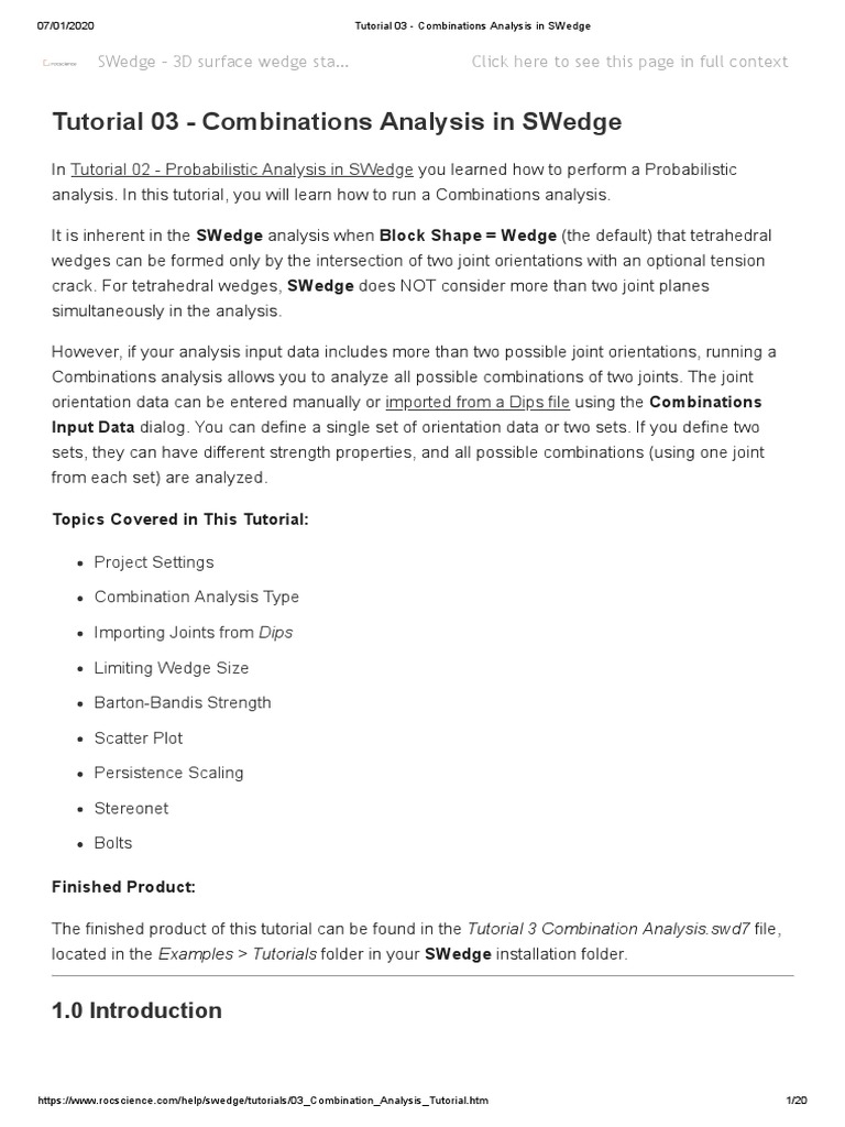 Tutorial 03 - Combinations Analysis in SWedge | PDF | Histogram | Icon (Computing)