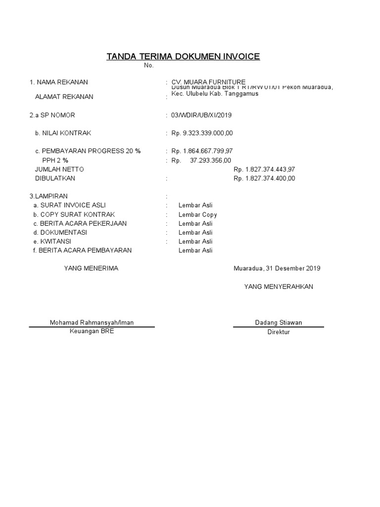 Tanda Terima Invoice | PDF