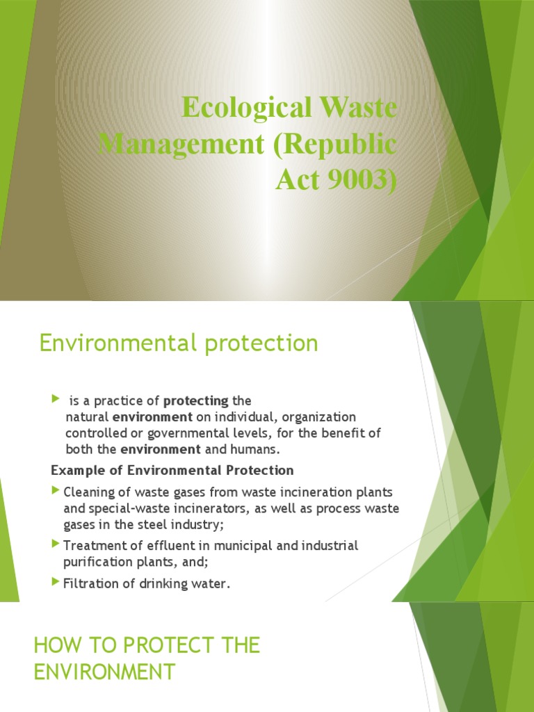 Ecological Solid Waste Management Overview | PDF | Waste Management ...