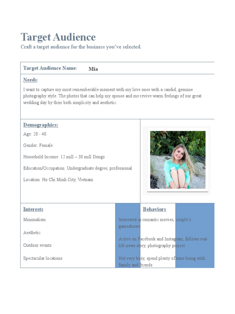 Target Audience Worksheet - Create a Customer Persona and Journey ...