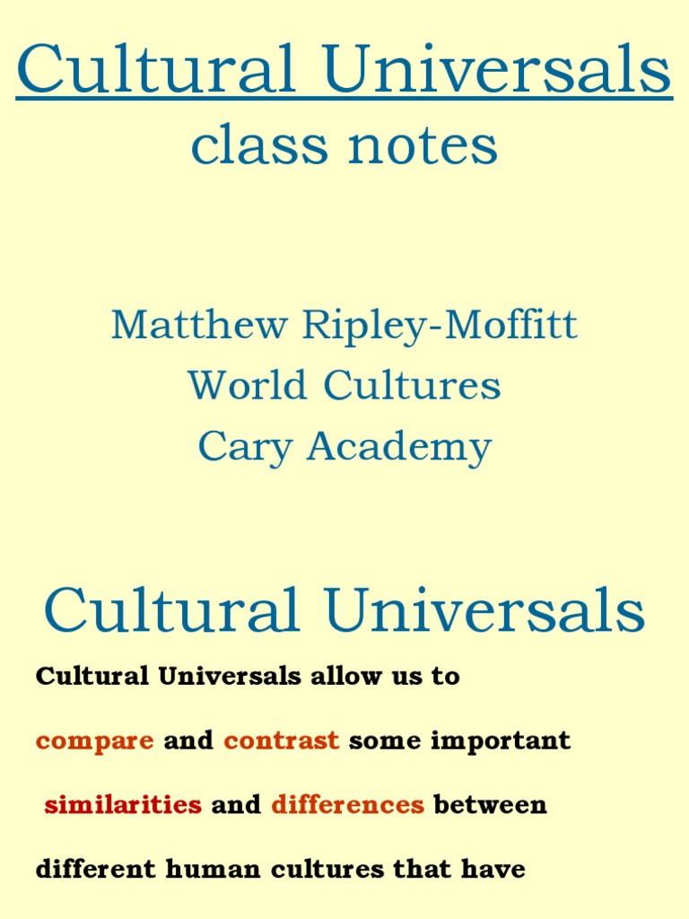 Class Notes: Cultural Universals | PDF | Recreation | Communication