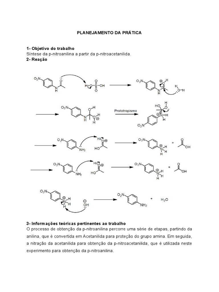 Síntese Da P-Nitroanilina | PDF | Hidróxido de sódio | Ácido sulfúrico