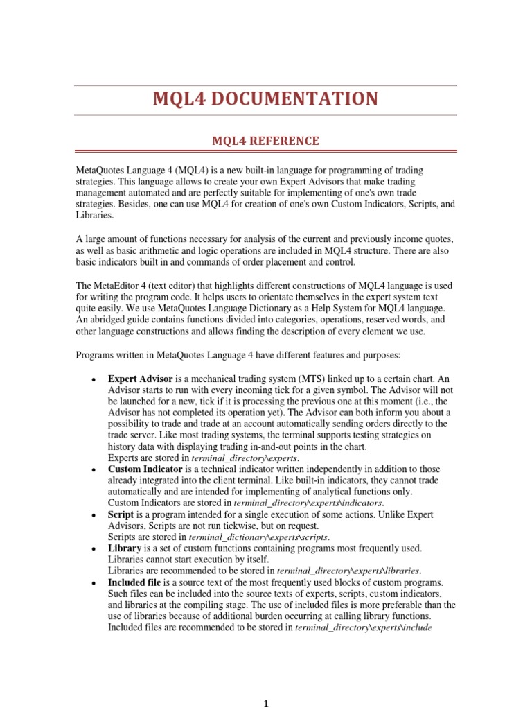 MQL4 Documentation | PDF | Variable (Computer Science) | Parameter (Computer Programming)