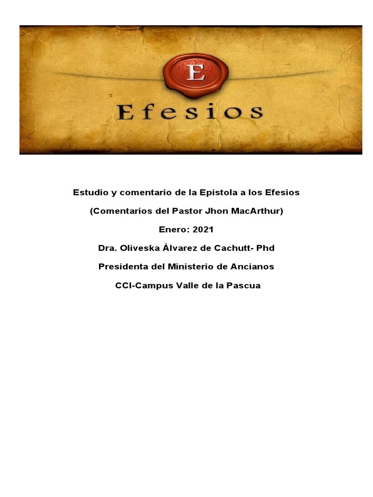 Comentario de Efesios por J. MacArthur | PDF | Pablo el apóstol | Jesús
