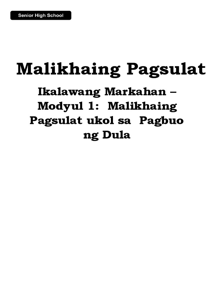 Malikhaing Pagsulat Quarter 2 Module 1 | PDF